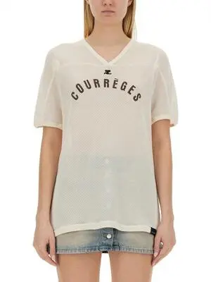 COURREGES Courreges Women T-Shirt With Logo Cream