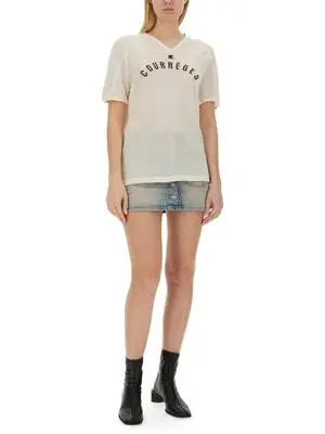 COURREGES T-shirt With Logo - Cream