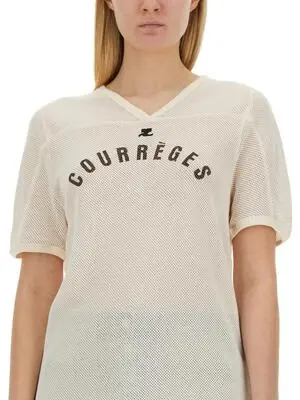 COURREGES T-shirt With Logo - Cream