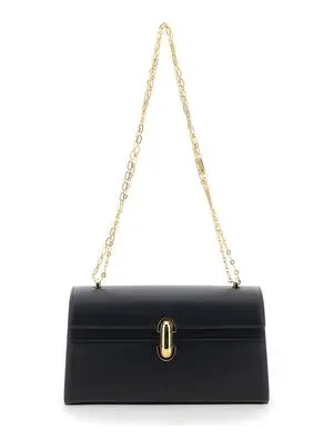 Savette Shoulder Bag 'chain Symmetry' With Smooth Black Leather Chain Detail For - Multicolor