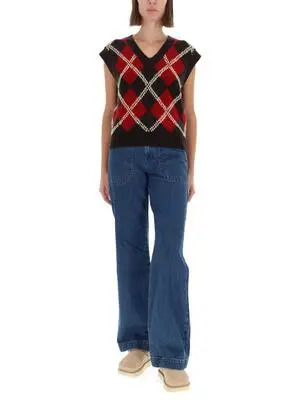 Guest In Residence Argyle Vest - Multicolor