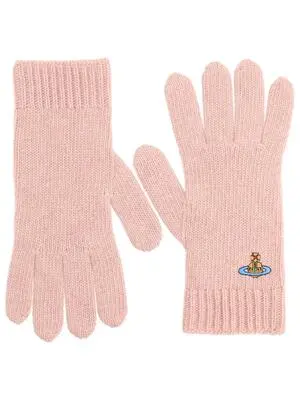 VIVIENNE WESTWOOD Gloves With Orb Embroidery - Cream