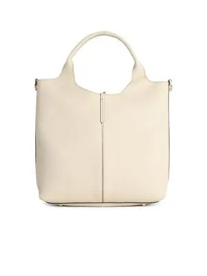 TOD'S Small Shopping Tote Leather Bag - Cream