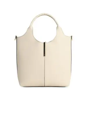 TOD'S Small Shopping Tote Leather Bag - Cream