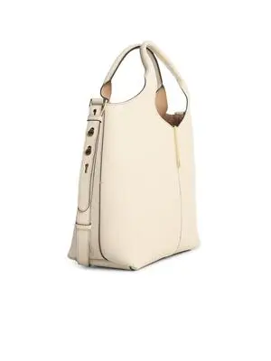 TOD'S Small Shopping Tote Leather Bag - Cream