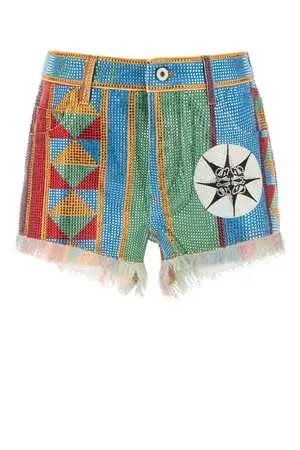 Loewe Embellished Denim Paula S Ibiza Shorts - Multicolor