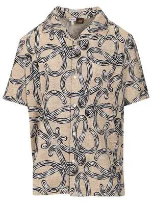 Loewe Short-sleeved Jacquard Cotton Terry Shirt - Cream