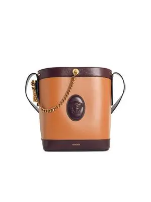 Versace Pivot' Small Leather Bucket Bag - Brown