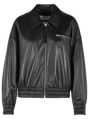 JIL SANDER Leather Bomber Jacket - Black