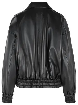 JIL SANDER Leather Bomber Jacket - Black