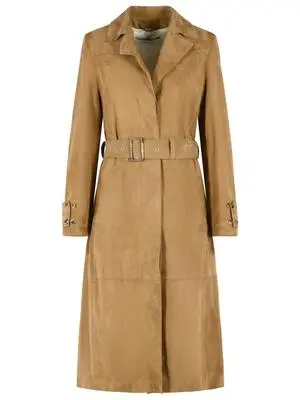 GOLDEN GOOSE Peggy Suede Trench - Cream