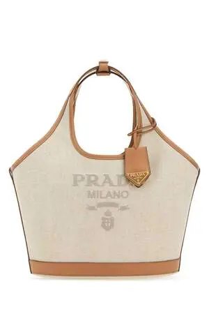 Prada Sand Canvas Handbag - Brown