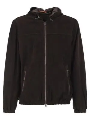 Herno Herno Men Suede Goatskin Hooded Jacket Brown