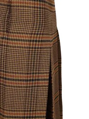 Saint Laurent Prince Of Wales Midi Skirt - Brown