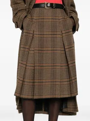 Saint Laurent Prince Of Wales Midi Skirt - Brown