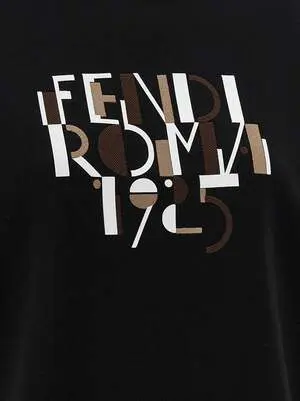 Fendi Cotton Logo Embroidered Hoodie - Black