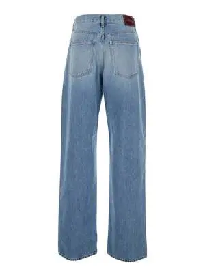 Gucci Blue Five-pocket Jeans With Logo Patch On The Back In Denim For - Multicolor