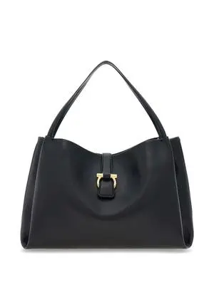 FERRAGAMO Leather Large Softened Tote Bag - Black