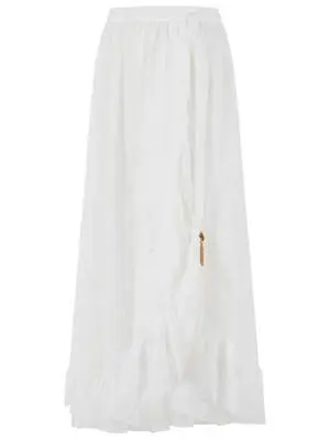 Zimmermann Daylight' Long Skirt In White Cotton Blend - Cream