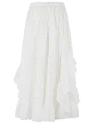 Zimmermann Daylight' Long Skirt In White Cotton Blend - Cream