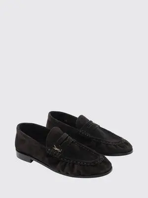 Saint Laurent Le Loafer Suede Loafers With Monogram - Brown
