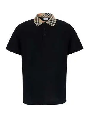 Burberry Evan' Black Polo Shirt With Check Motif Collar In Cotton For - Multicolor
