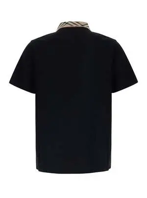 Burberry Evan' Black Polo Shirt With Check Motif Collar In Cotton For - Multicolor