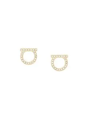 FERRAGAMO Gancini Crystals Earrings L - Silver