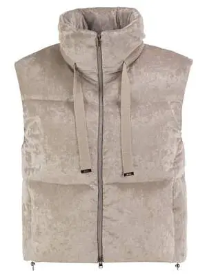 Herno Velvet-effect Padded Gilet - Cream