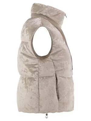 Herno Velvet-effect Padded Gilet - Cream