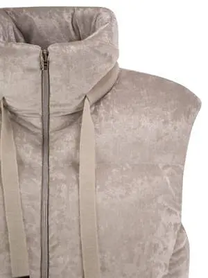Herno Velvet-effect Padded Gilet - Cream