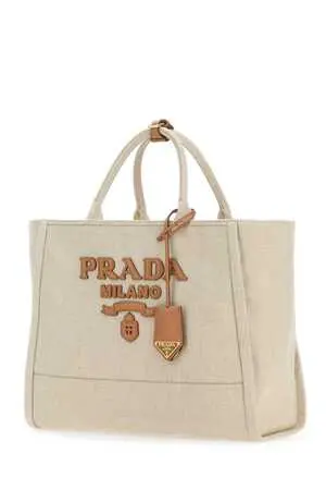Prada Canvas Shopping Bag - Brown