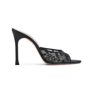 Amina Muaddi Alexa Lace Slipper - Black