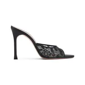 Amina Muaddi Alexa Lace Slipper - Black