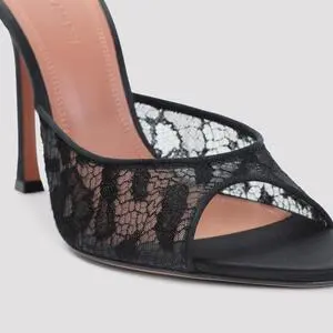 Amina Muaddi Alexa Lace Slipper - Black