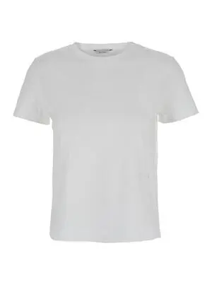 Max Mara Nerina' Crewneck T-shirt With Tonal Logo Lettering On The Front In Cotton - White