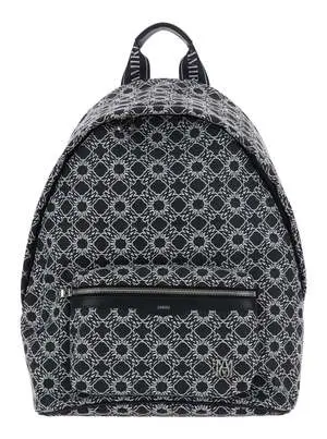 Amiri Ma Quad' Black Backpack With All-over Logo Print And Adjustable Straps In Tech Fabric For - Multicolor