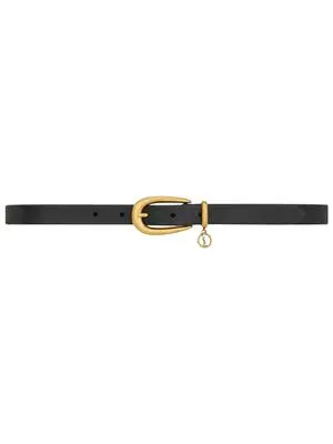 SAINT LAURENT SAINT LAURENT Cassandre Charm Elongated Buckle Skinny Leather Belt