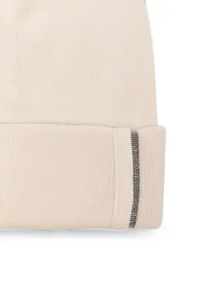 Brunello Cucinelli Ribbed Cashmere Knit Beanie With Monili Detail - Multicolor