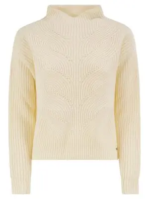 Herno Pure Wool Jumper With Textured Knit And High Neck - Cream