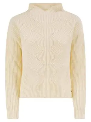 Herno Pure Wool Jumper With Textured Knit And High Neck - Cream