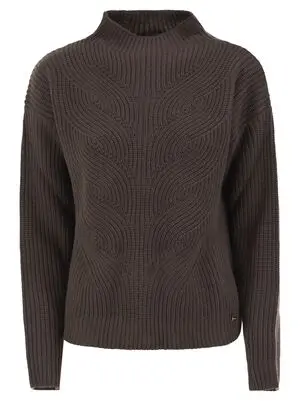 Herno Pure Wool Jumper With Textured Knit And High Neck - Brown