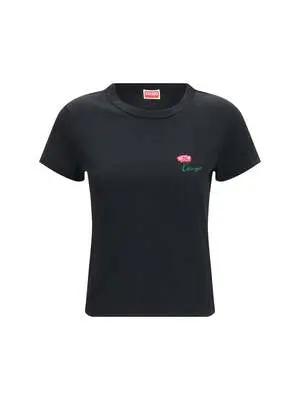Kenzo Tulip Embroidered Cotton T-shirt - Black