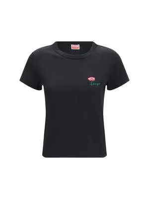 Kenzo Tulip Embroidered Cotton T-shirt - Black
