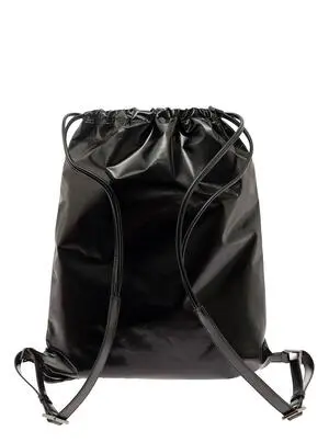 Valentino Garavani Black Backpack With Drawstring And Contrasting Vltn Print In Patent Leather - Multicolor