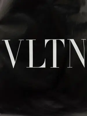 Valentino Garavani Black Backpack With Drawstring And Contrasting Vltn Print In Patent Leather - Multicolor