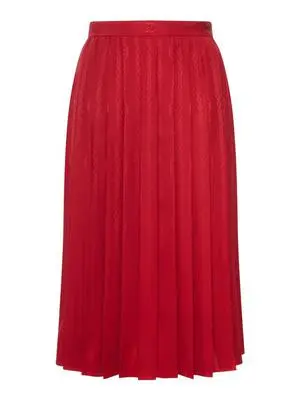 Gucci Silk Jacquard Midi Skirt With Gg Cross Chain - Red