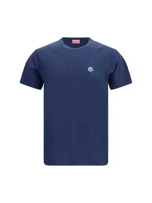 Kenzo Tulip Embroidered Cotton T-shirt - Blue
