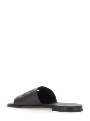 Dolce & Gabbana Sandals With Cut-out With Logo On The Front In Leather For