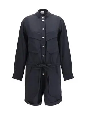 Isabel Marant Étoile Marant Short Cotton Blend Jumpsuit - Black